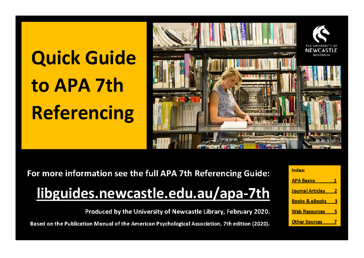 Quick Guide to APA 7 Feb2020 - For more information see the full APA 7 ...