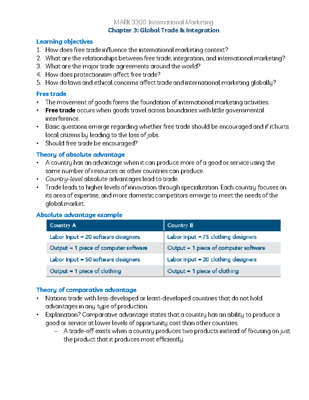 MARK 3300 Chapter 3 - MARK 3300: International Marketing Chapter 3 ...