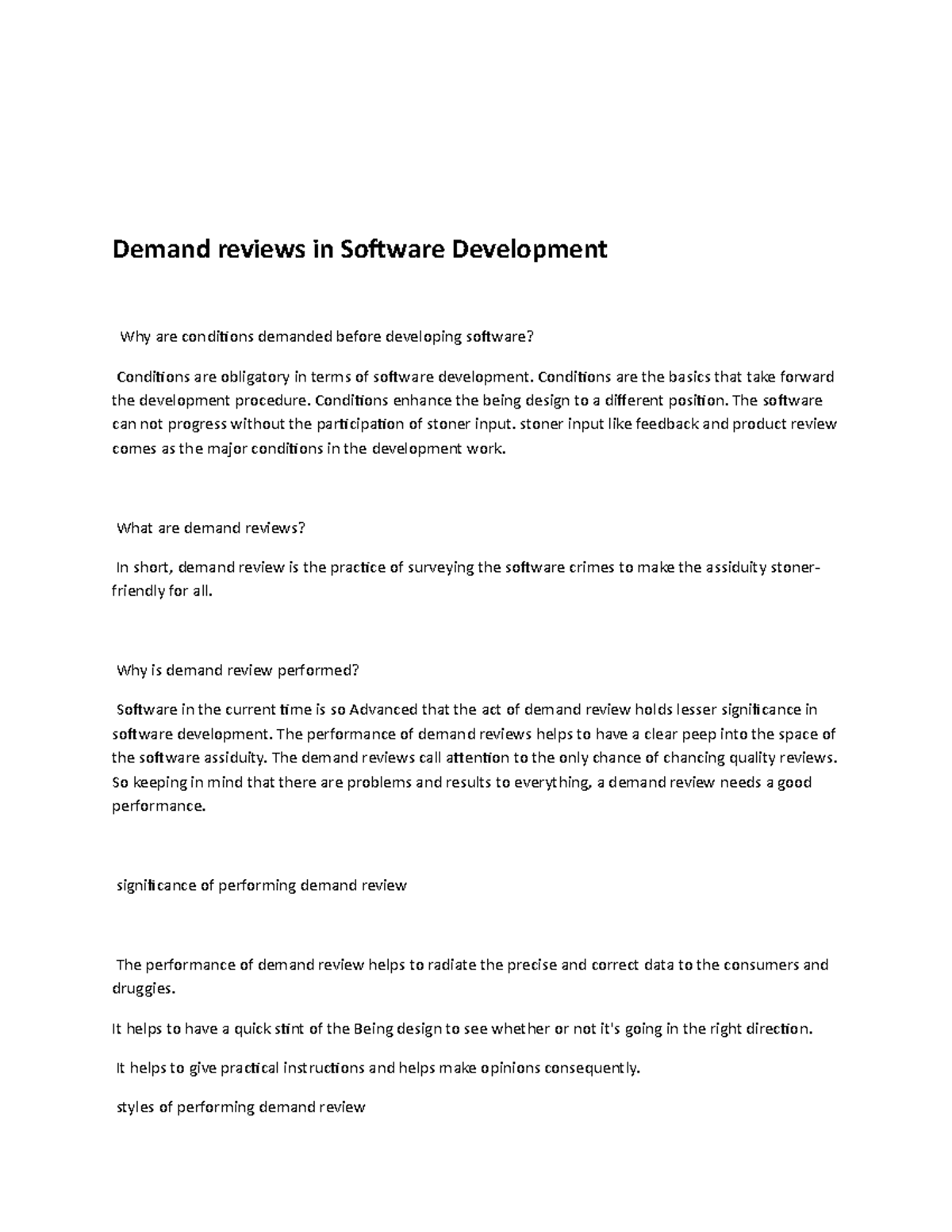 Demand reviews in Software Development - Conditions are the basics that ...