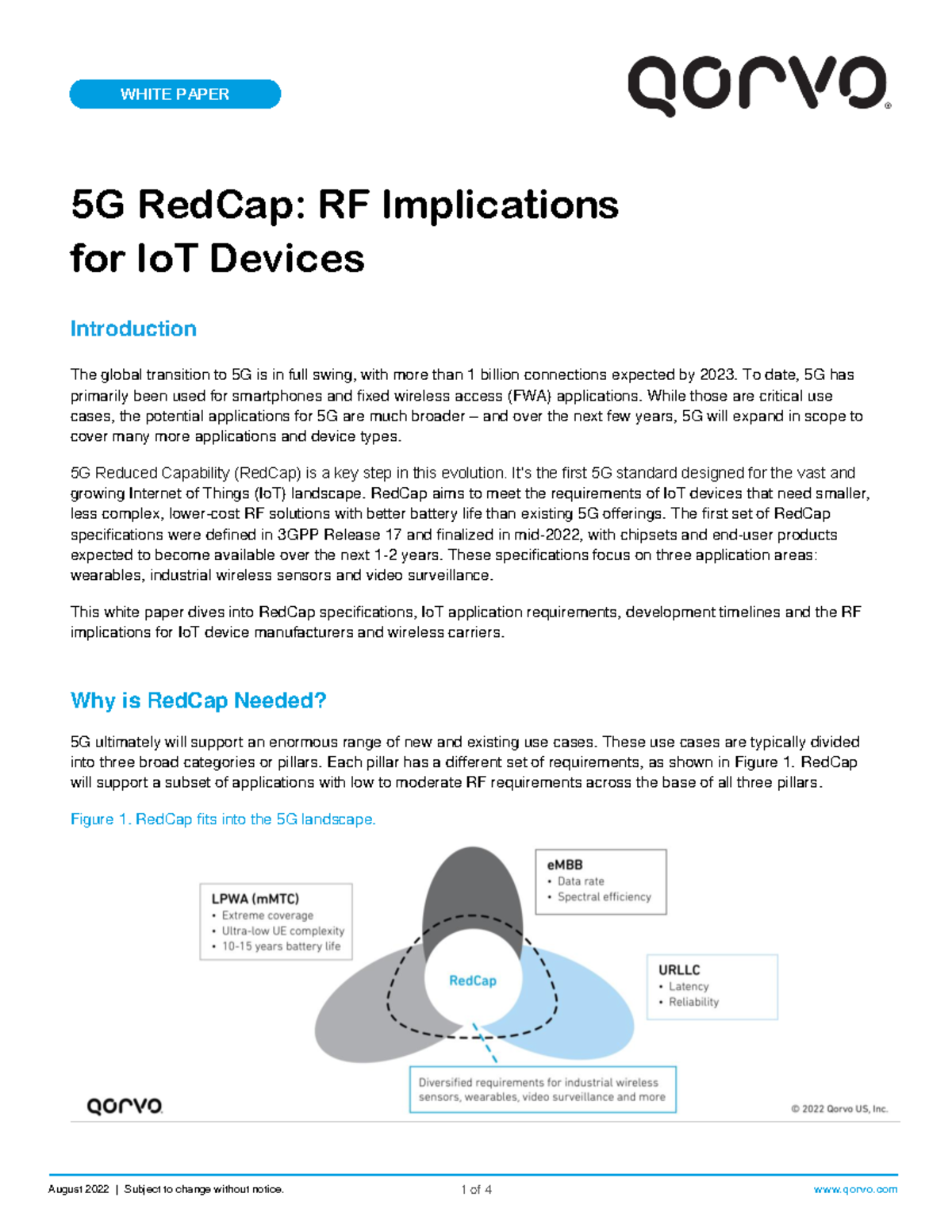 Qorvo 5g redcap rf implications white paper - 5G RedCap: RF Implications for IoT Devices - Studocu
