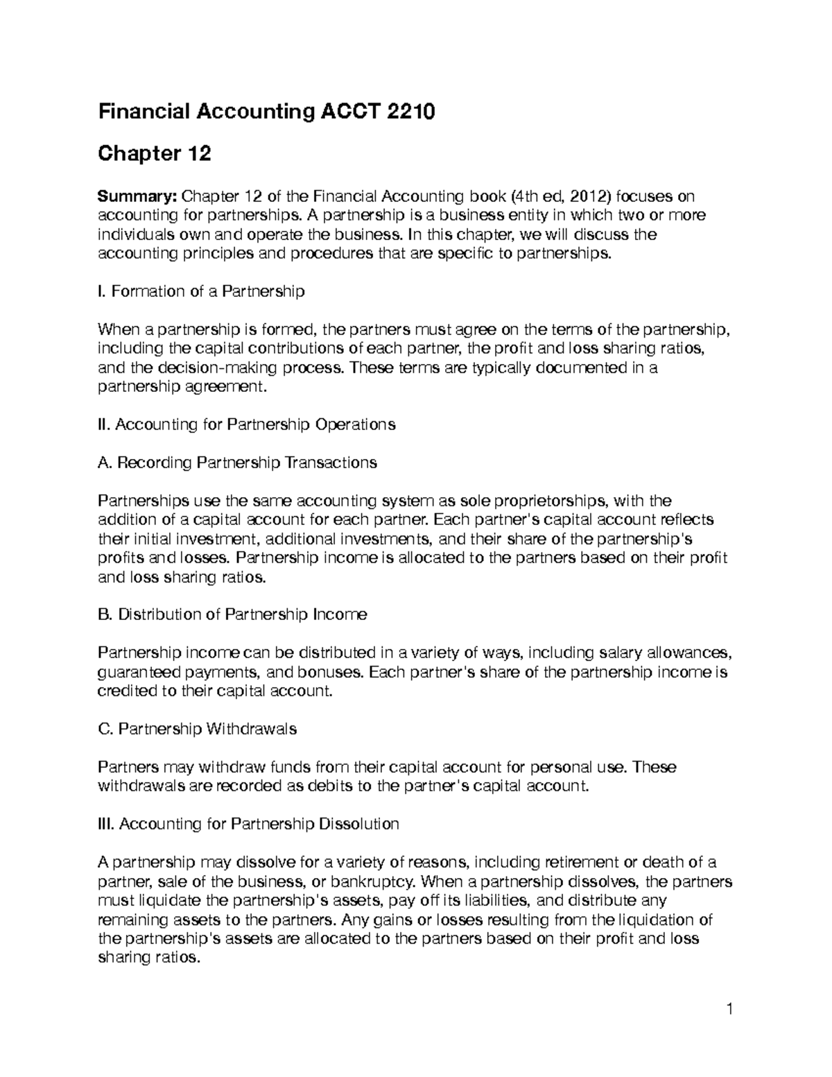 ACCT 2210 - Chapter 12 - Financial Accounting ACCT 2210 Chapter 12 ...