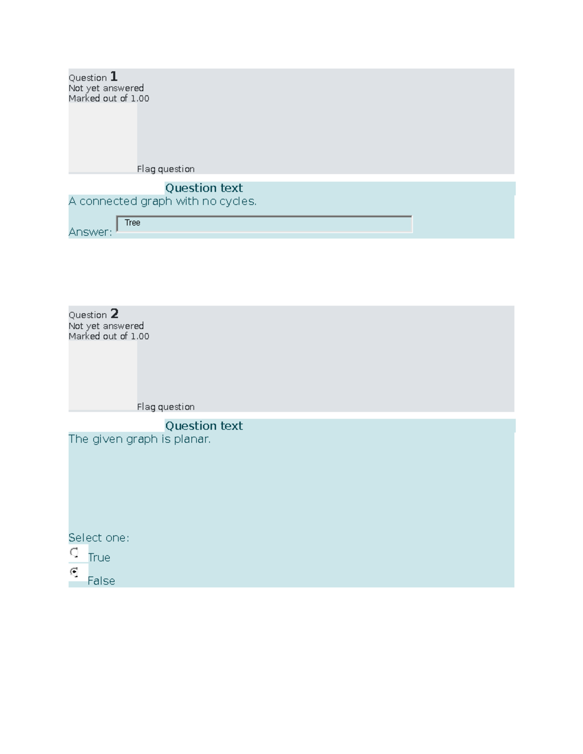 Final Quiz 1 Discrete Mathematics - Question 1 Not yet answered Marked out of 1. Flag question ...