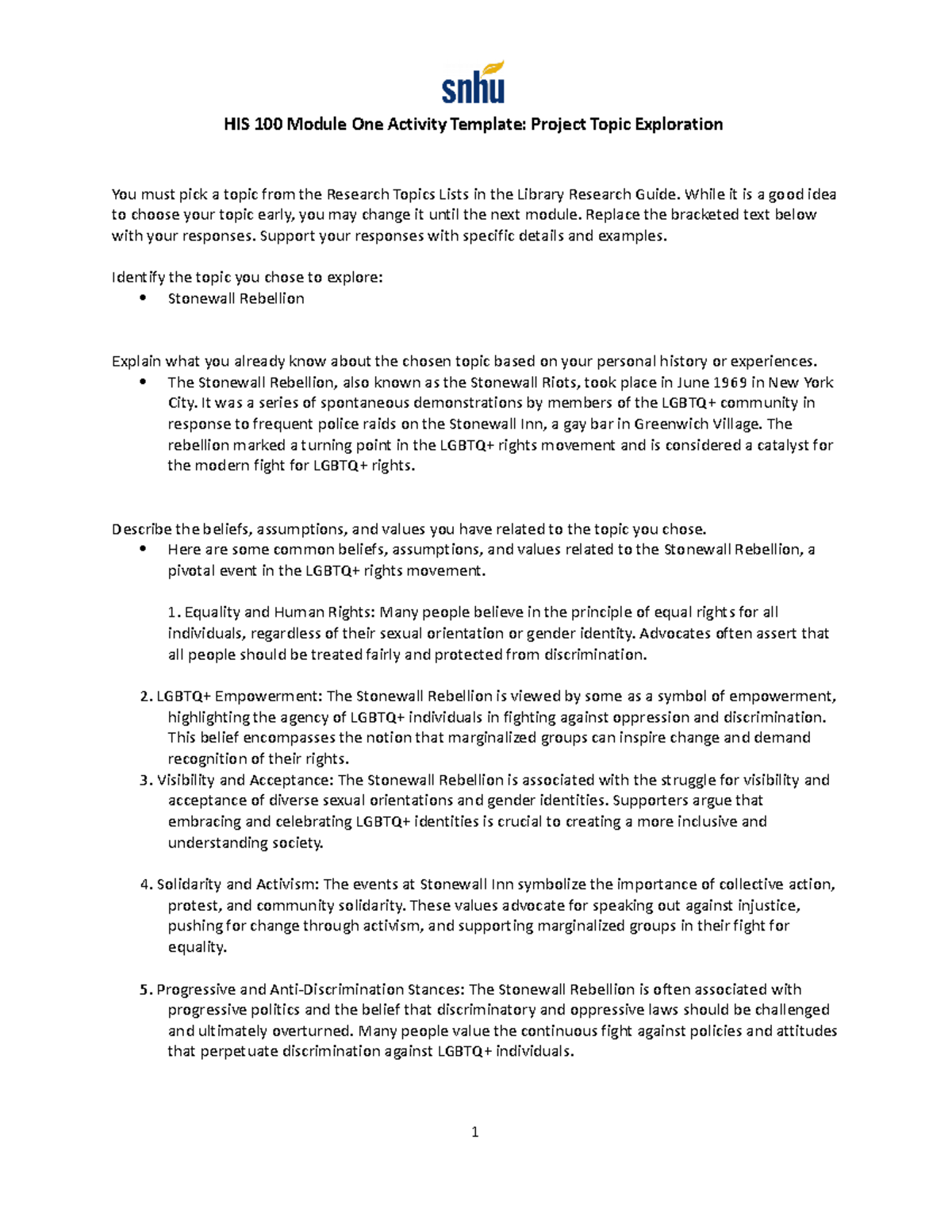 HIS 100 Module One Activity Template (2) - HIS 100 Module One Activity ...