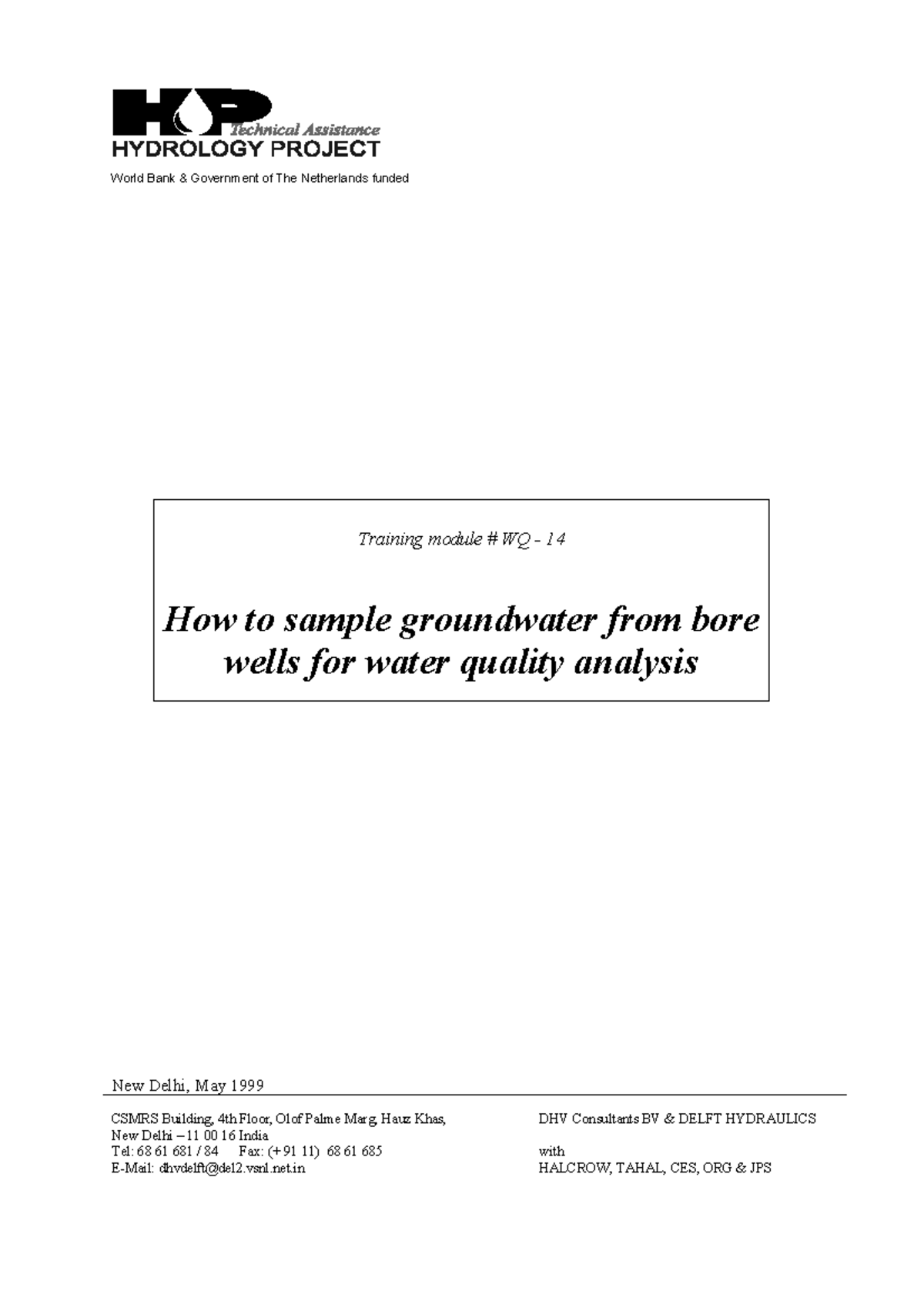 14 How to sample groundwater - vsnl.net DHV Consultants BV & DELFT ...