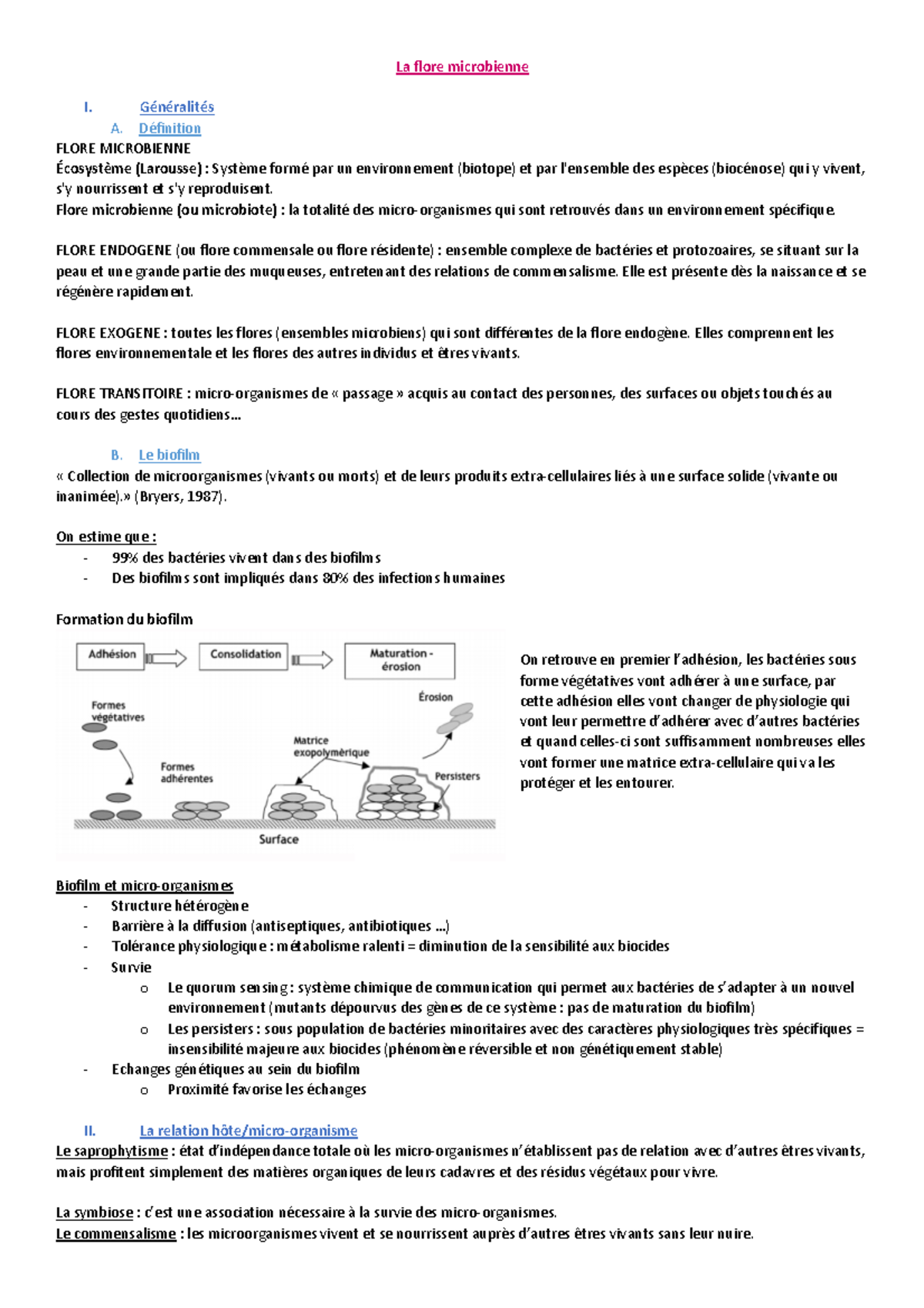 La flore microbienne - Note de cours de Bac Médecine à l'ULB - La flore ...