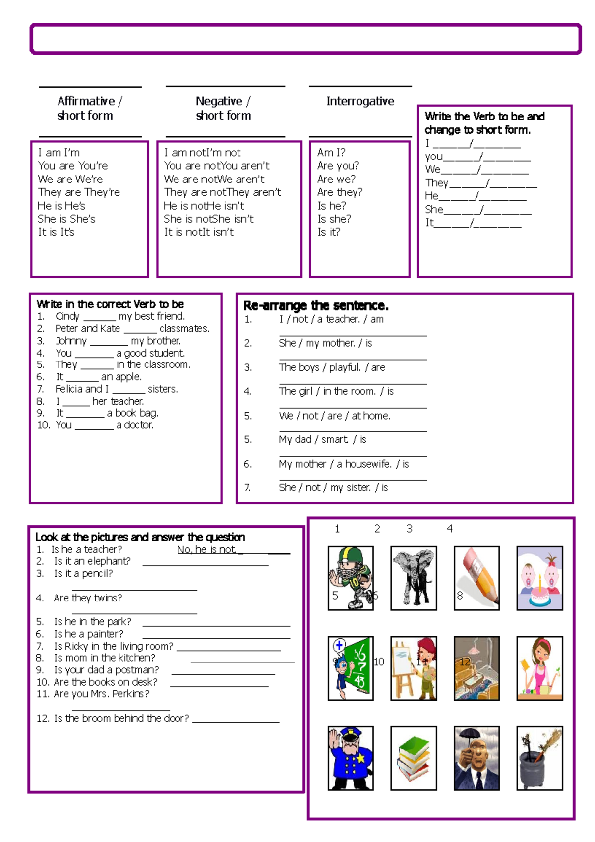 Verb-to-be-grammar-drills 803 - I am I’m You are You’re We are We’re ...
