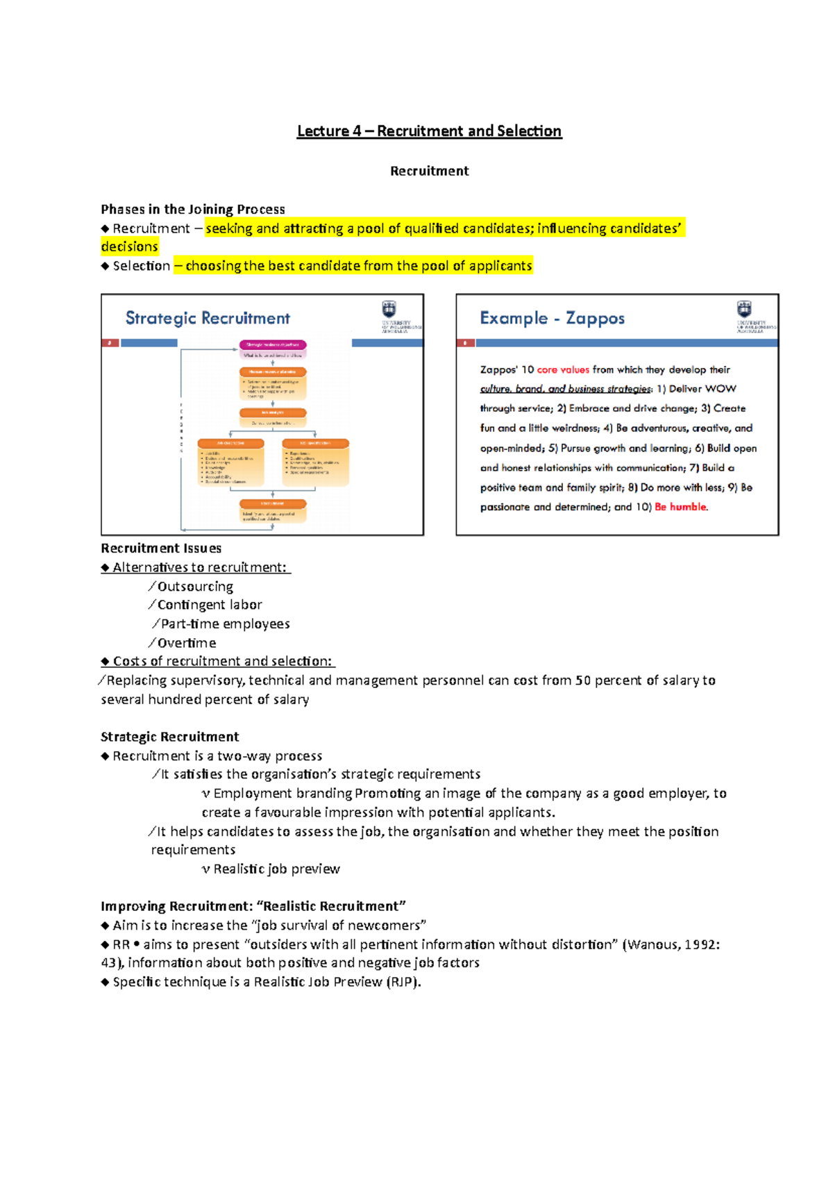 Lecture 4 - Recruitment and Selection - Lecture 4 – Recruitment and ...
