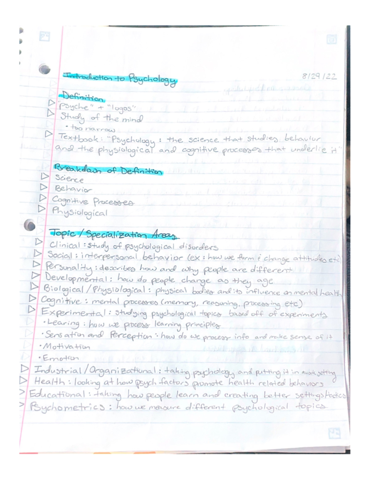 Summary of Intro - PSY 101 - Studocu