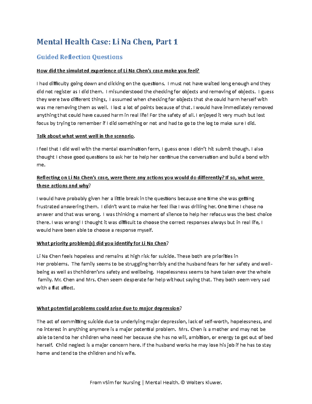 Module 4 Guided Reflection Questions - Mental Health Case: Li Na Chen, Part 1 Guided Reflection ...
