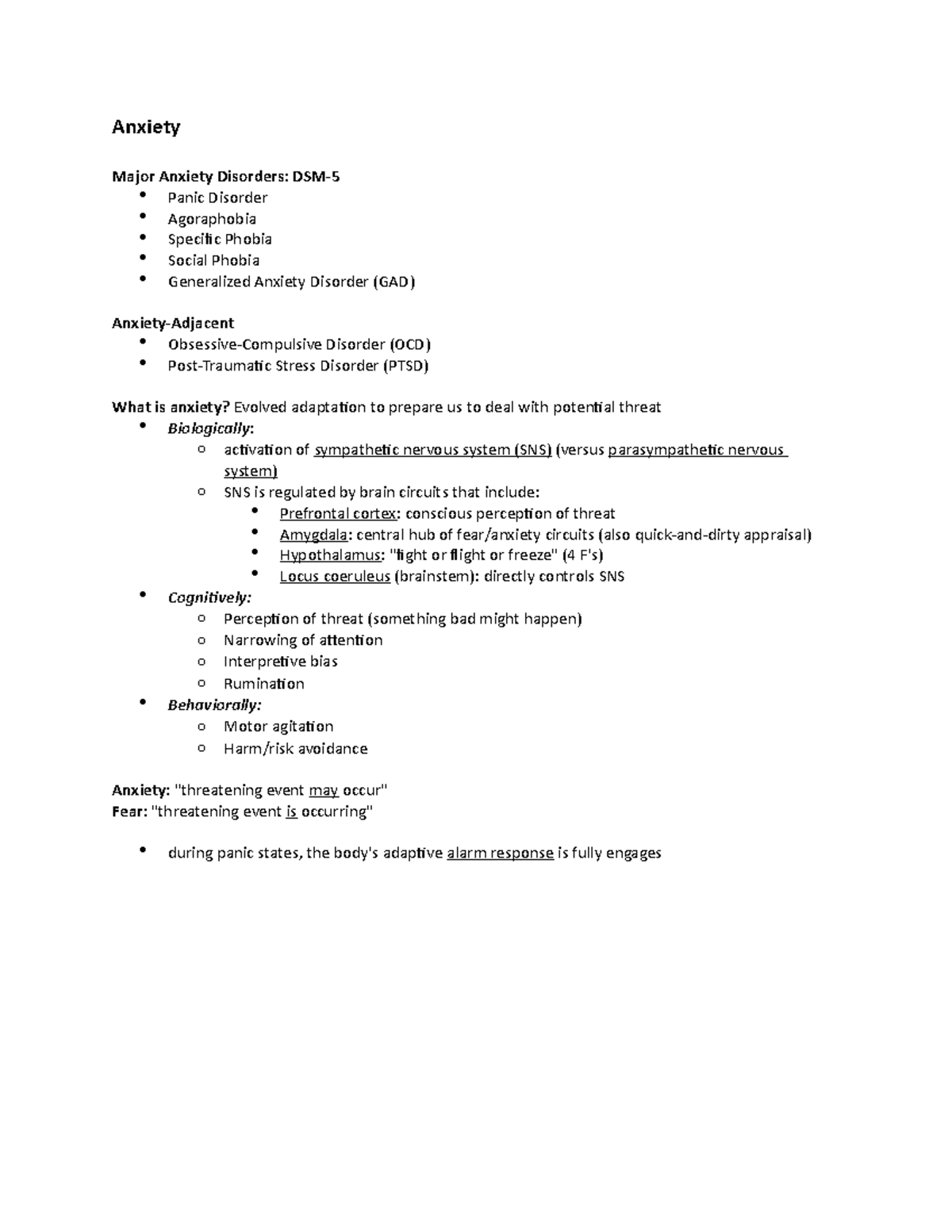 Anxiety - Studocu