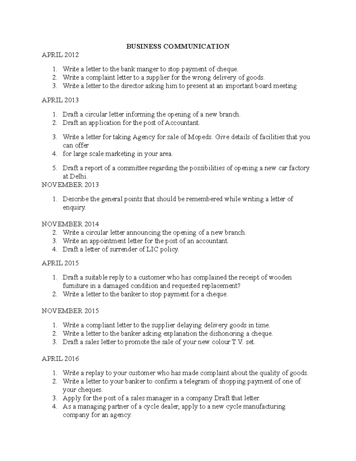 Business Communication- Letters - BUSINESS COMMUNICATION APRIL 2012 ...