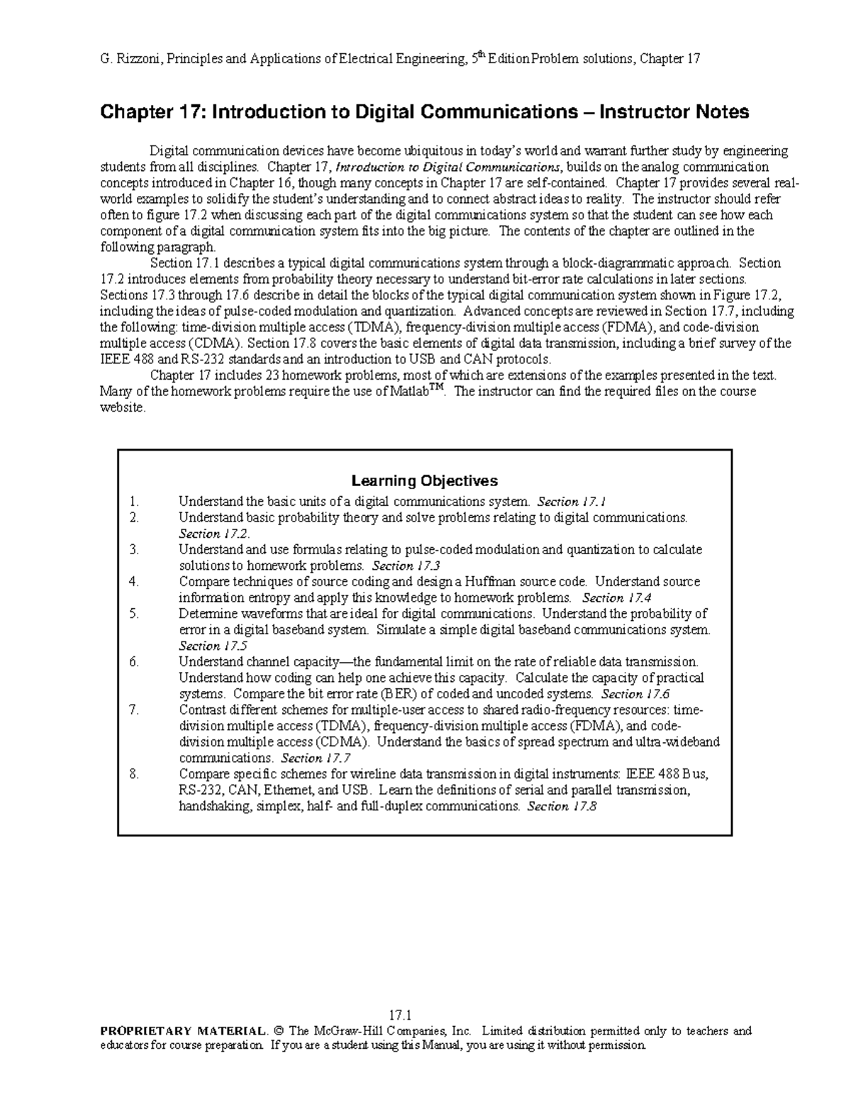 Rizzoni 5e SM CH17 - G. Rizzoni, Principles and Applications of Electrical Engineering, 5 ...