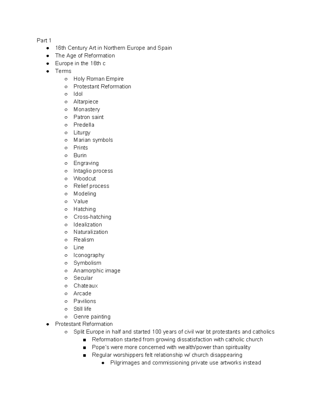 Lecture Notes 6 - 16th Century Art in Northern Europe and Spain ...