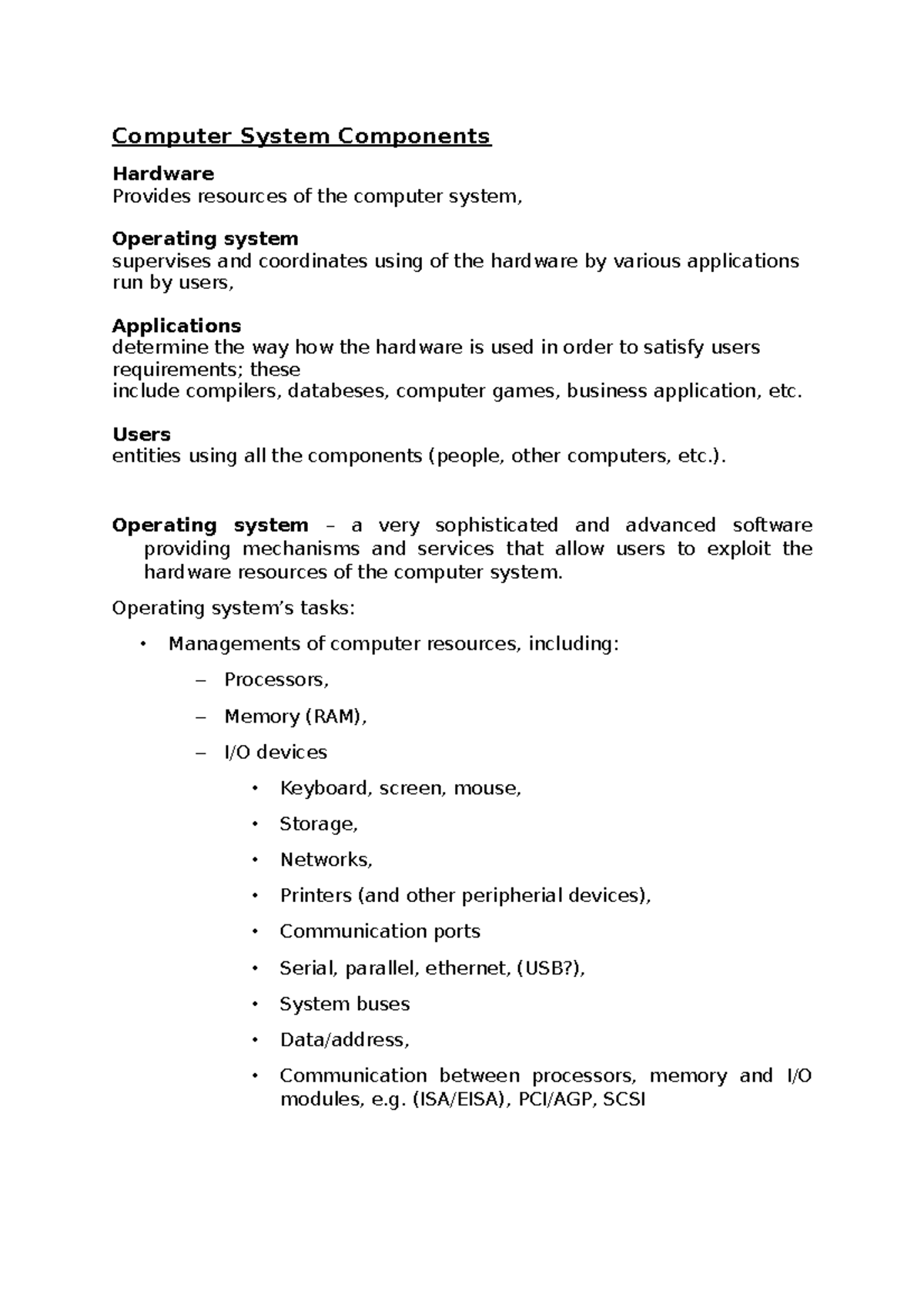 Computer System Components - Computer System Components Hardware ...