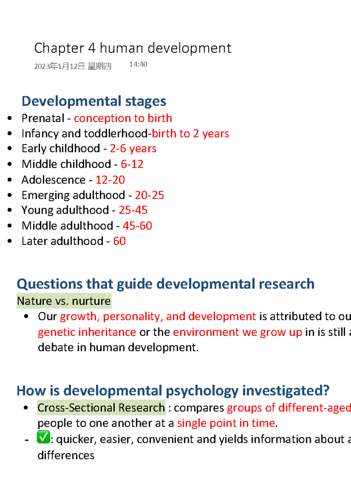 Chapter 4 human development - Developmental stages Prenatal ...