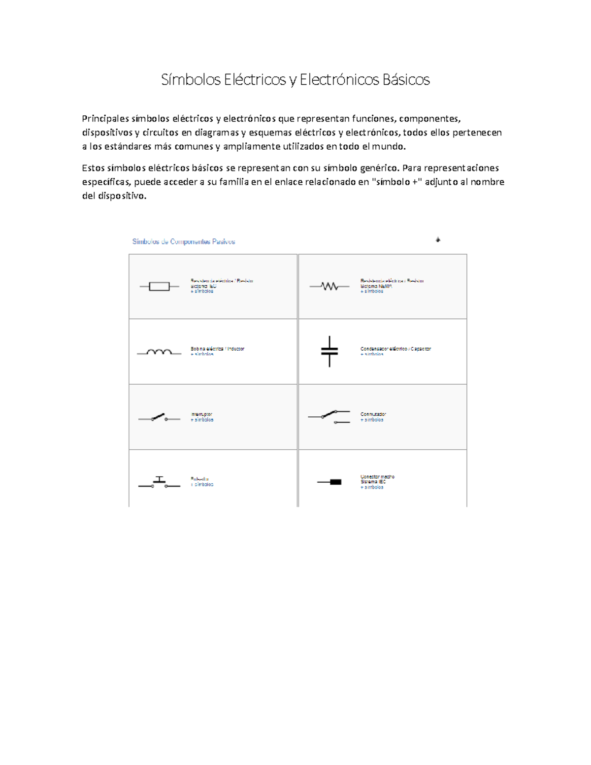Símbolos Eléctricos y Electrónicos Básicos - Símbolos Eléctricos y ...