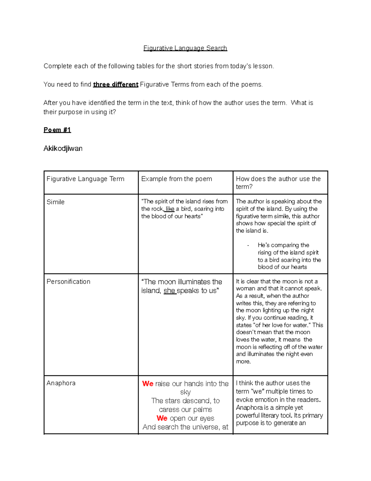 Copy of 8 - Figurative Language Search - Figurative Language Search ...