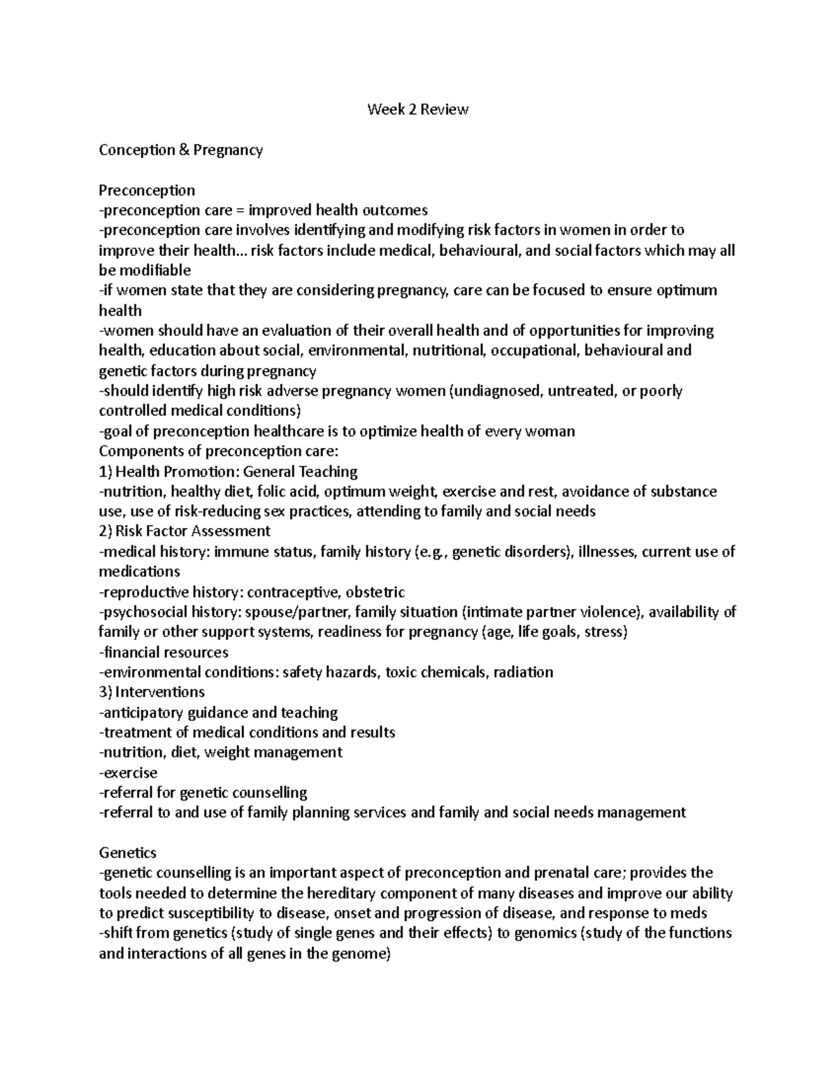Review - Conception and Pregnancy - Week 2 Review Conception ...