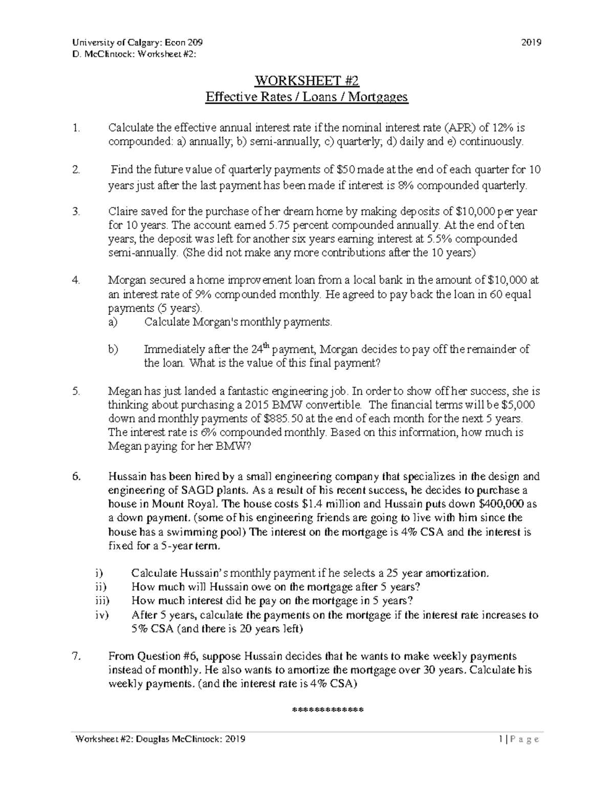 Worksheet 2. Eff rates. Mortgages - Warning: TT: undefined function: 32 ...