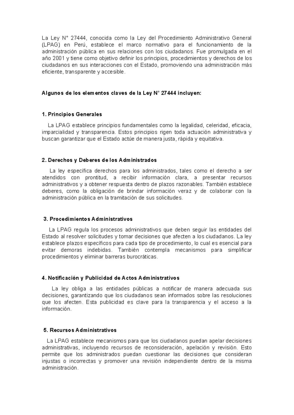 WORD LEY 27444 - La Ley N° 27444, conocida como la Ley del ...