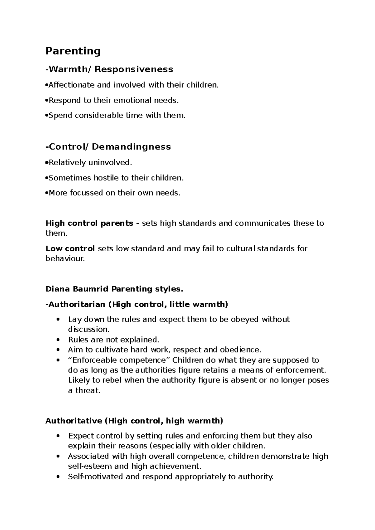 Parenting - Parenting - Warmth/ Responsiveness Affectionate and ...