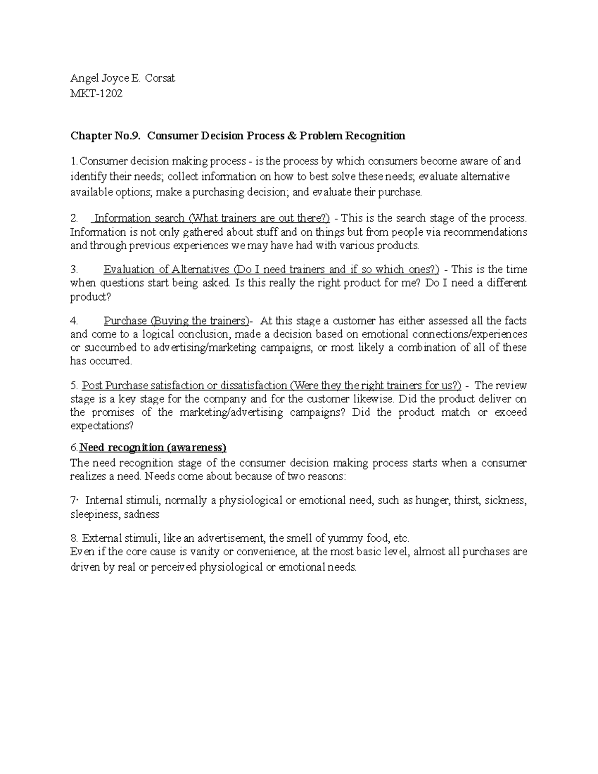 Angel Joyce Corsat - Outlining 2 - Angel Joyce E. Corsat MKT- Chapter ...