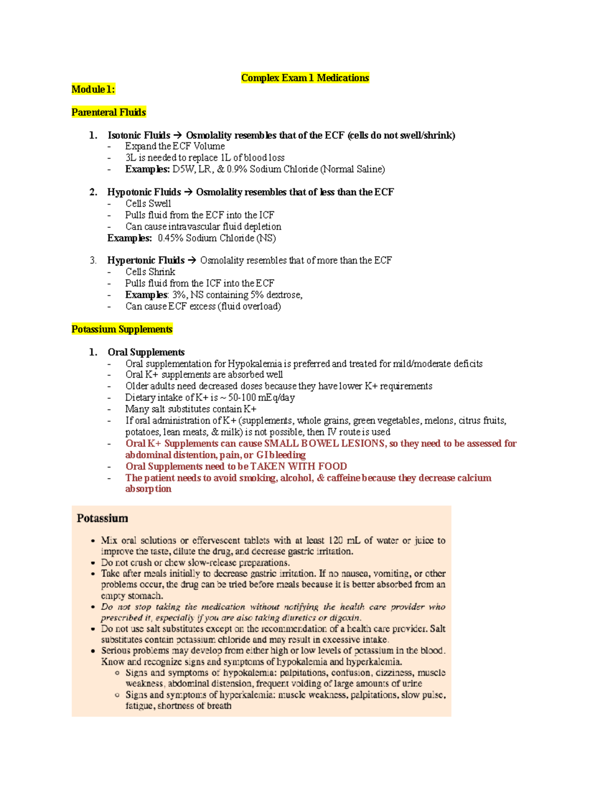 Complex Exam 1 Medications - Complex Exam 1 Medications Module 1 ...