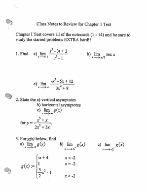 AP Calculus BC Chapter 1 Notes and Worksheets for Write on - L. Lu ...