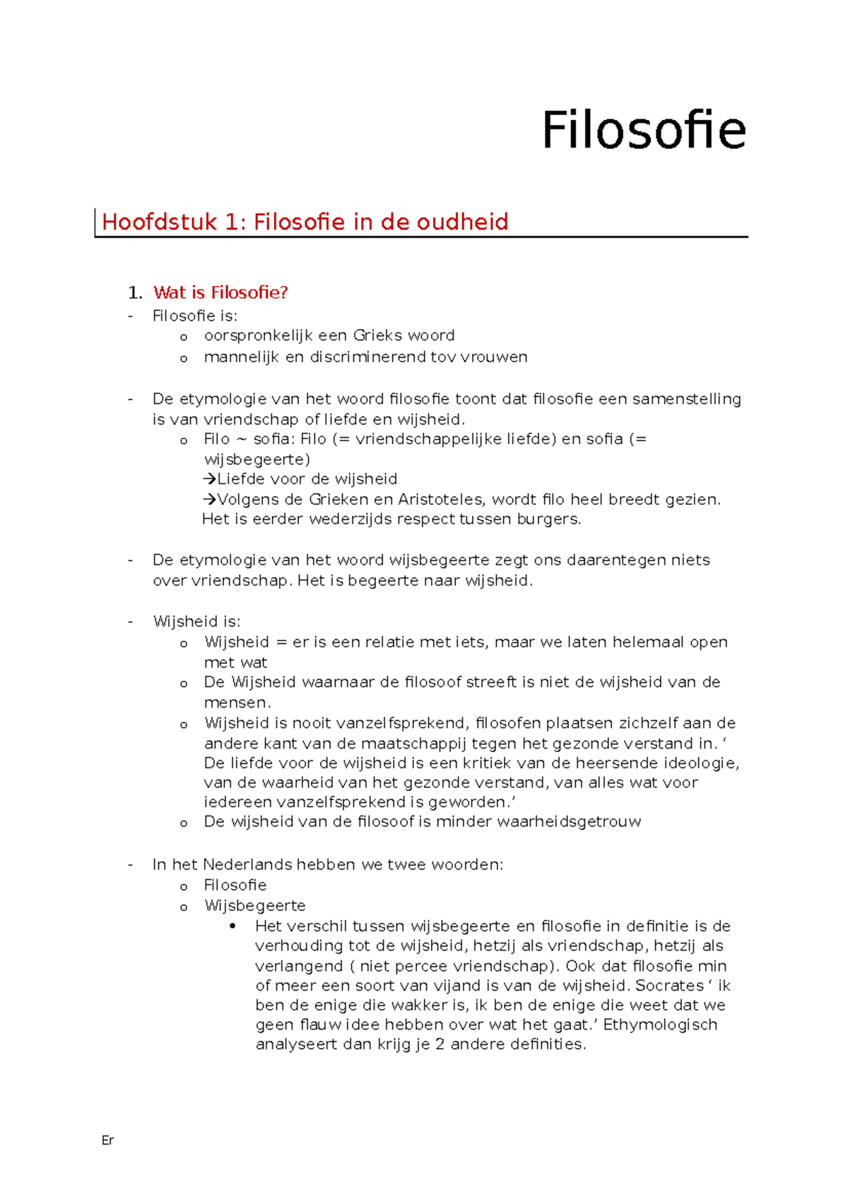 Filosofie sv - Filosofie Hoofdstuk 1: Filosofie in de oudheid 1. Wat is ...