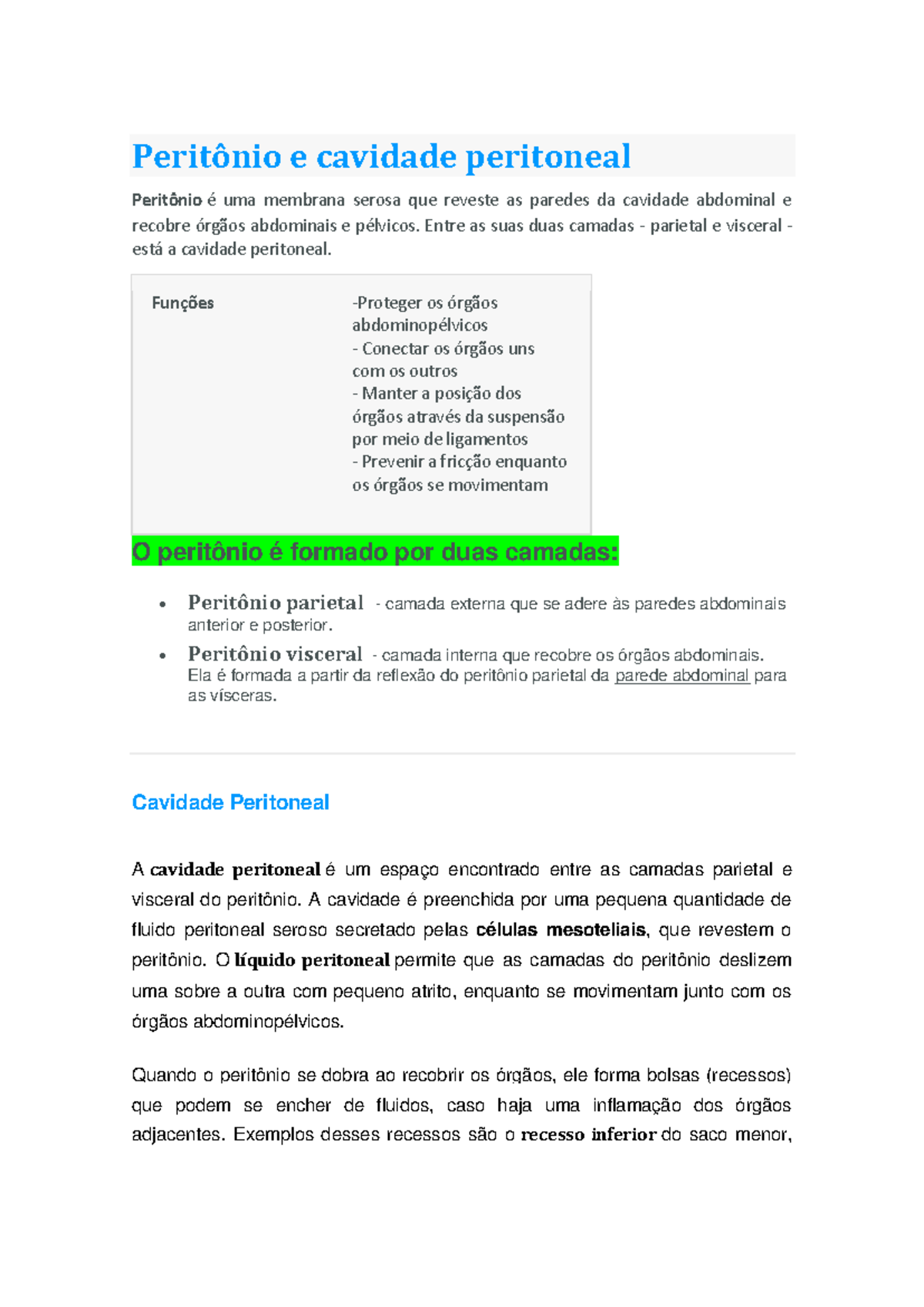 Peritônio - Jean Boustani - Peritônio e cavidade peritoneal Peritônio é ...
