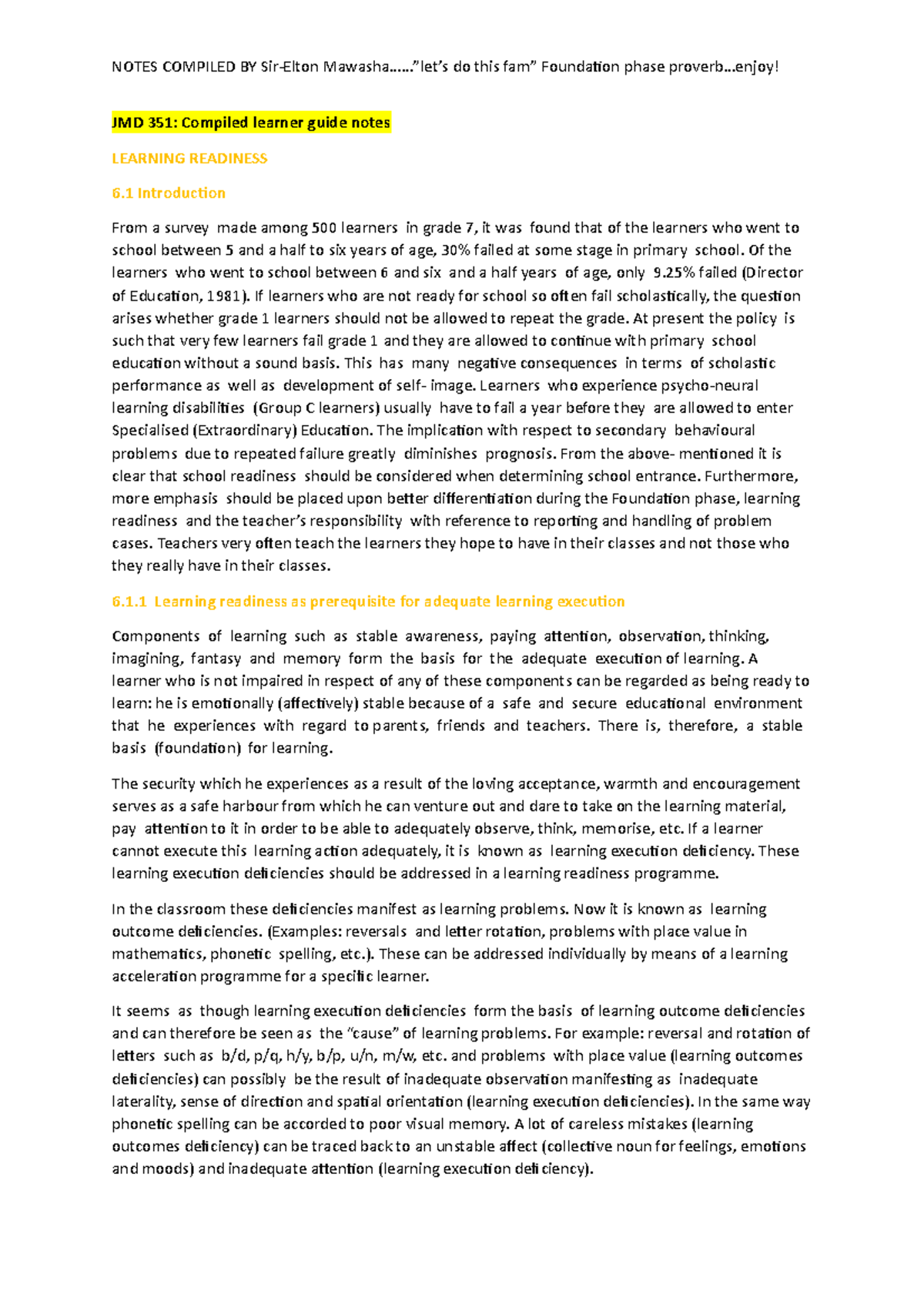 JMD 351 CBT 2 Notes - JMD 351: Compiled learner guide notes LEARNING ...