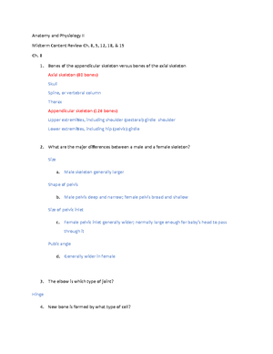 Anatomy and Physiology II Midterm Review - Anatomy and Physiology II ...