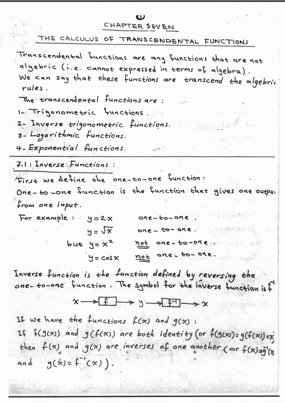 Calculus Derivative of Transcendental Function - Calculus 1 - Studocu