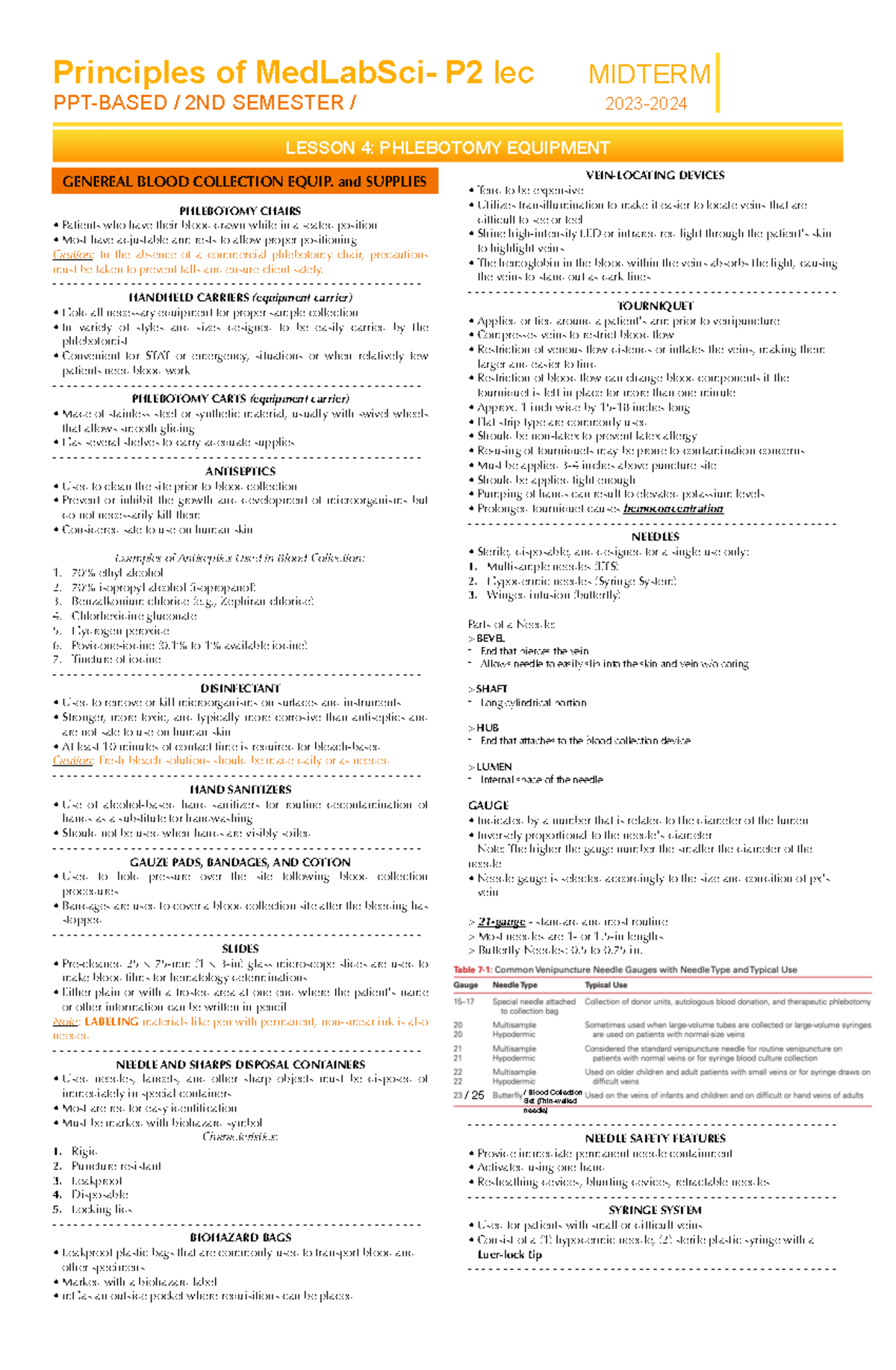 IV. Phleb Equip AND Order OF DRAW - Principles of MedLabSci- P2 lec ...
