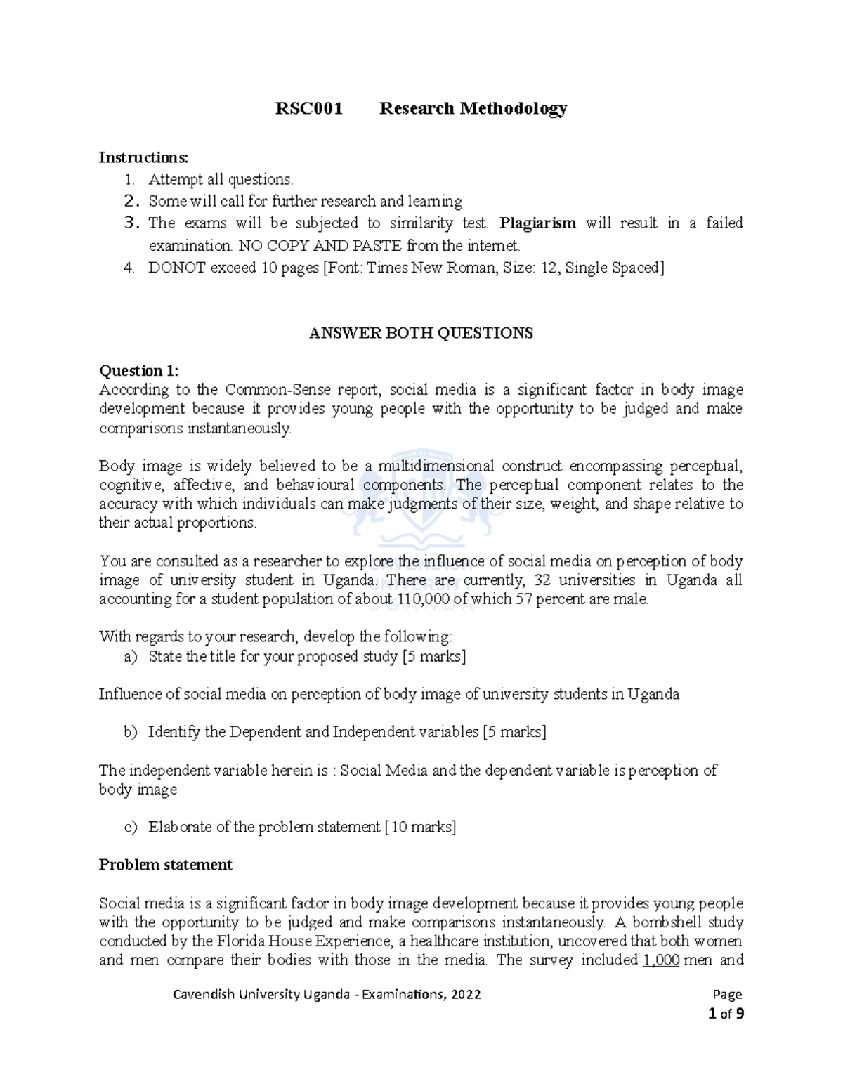 RSC001Research Methodology Attempted - RSC001 Research Methodology ...