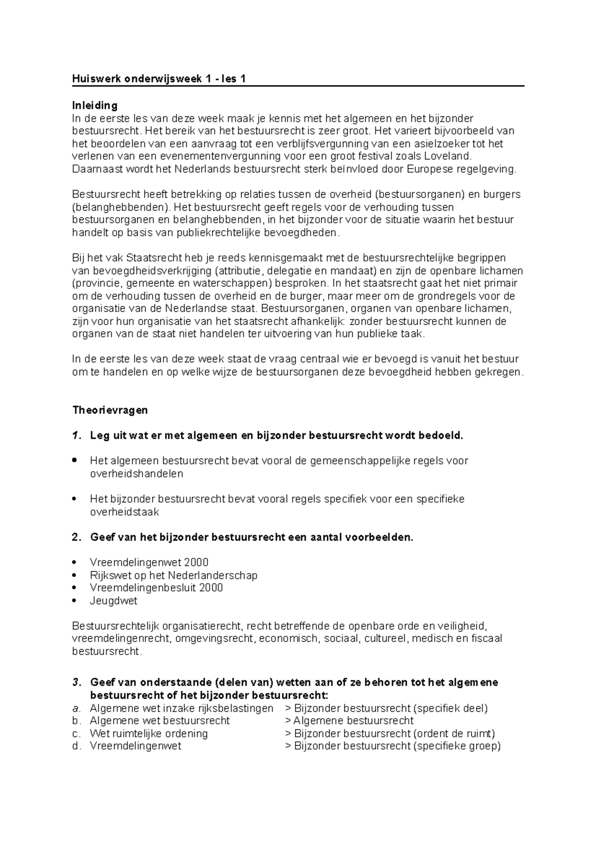 Opdrachten week 1 les 1 zonder antwoorden - Huiswerk onderwijsweek 1 ...