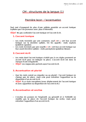 Fiche sur l'accentuation - L'accentuation I. Définition de la notion d ...