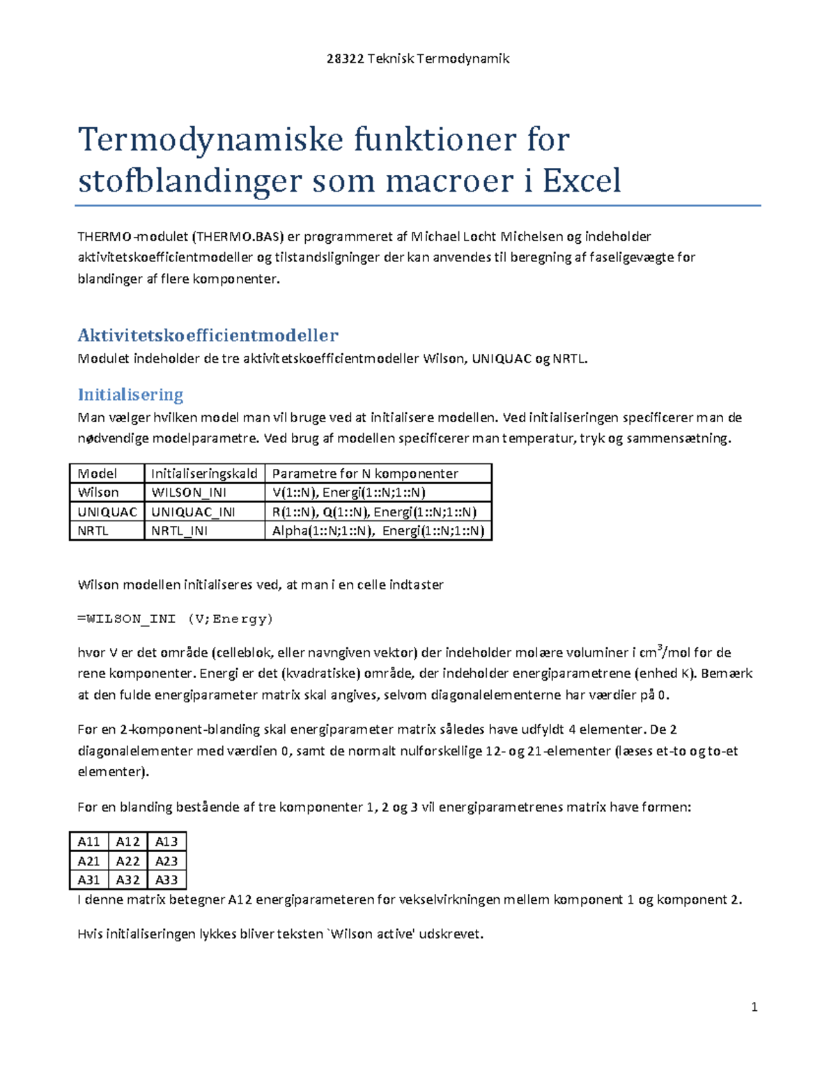 Thermotermodynamiske Excelfunktioner - Termodynamiske funktioner for ...