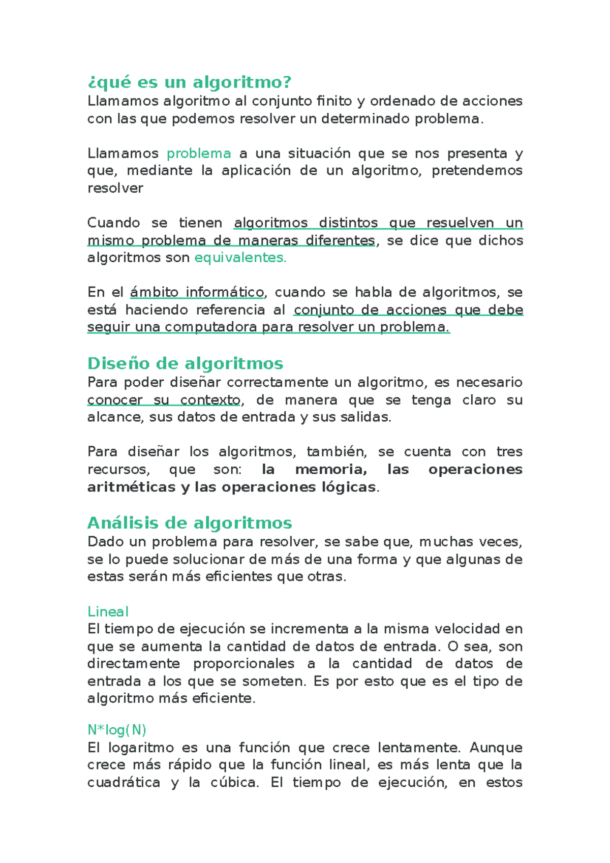 AED lectura 1 y 2 mod 1 - ¿qué es un algoritmo? Llamamos algoritmo al conjunto finito y ordenado ...