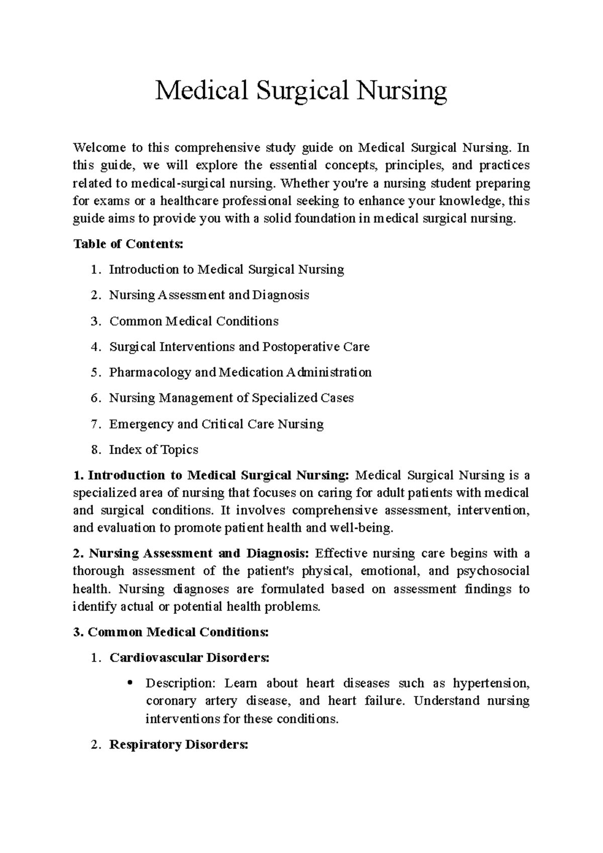 Medical Surgical Nursing - In this guide, we will explore the essential ...