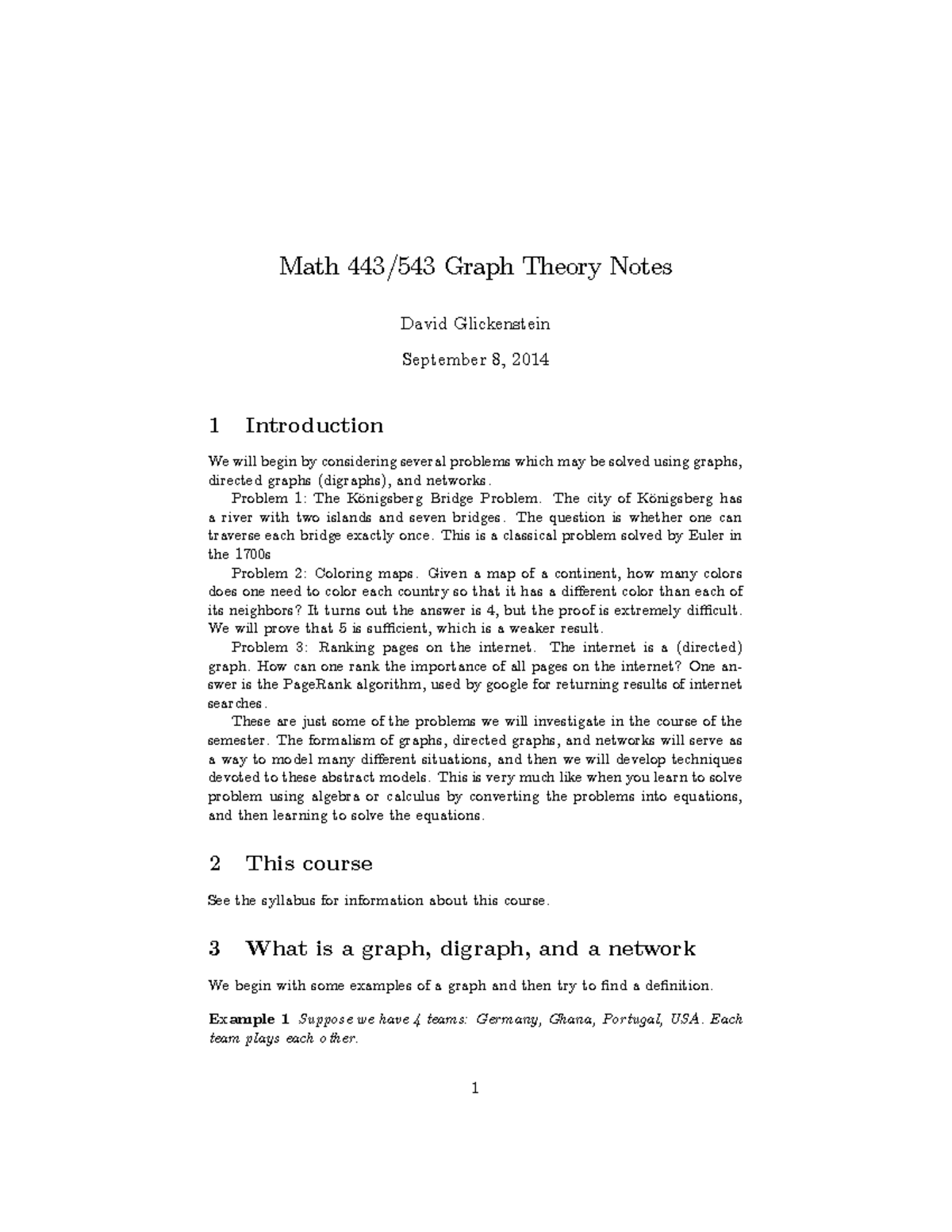 Notes 1 introduction to graphs - Math Graph Theory Notes David ...