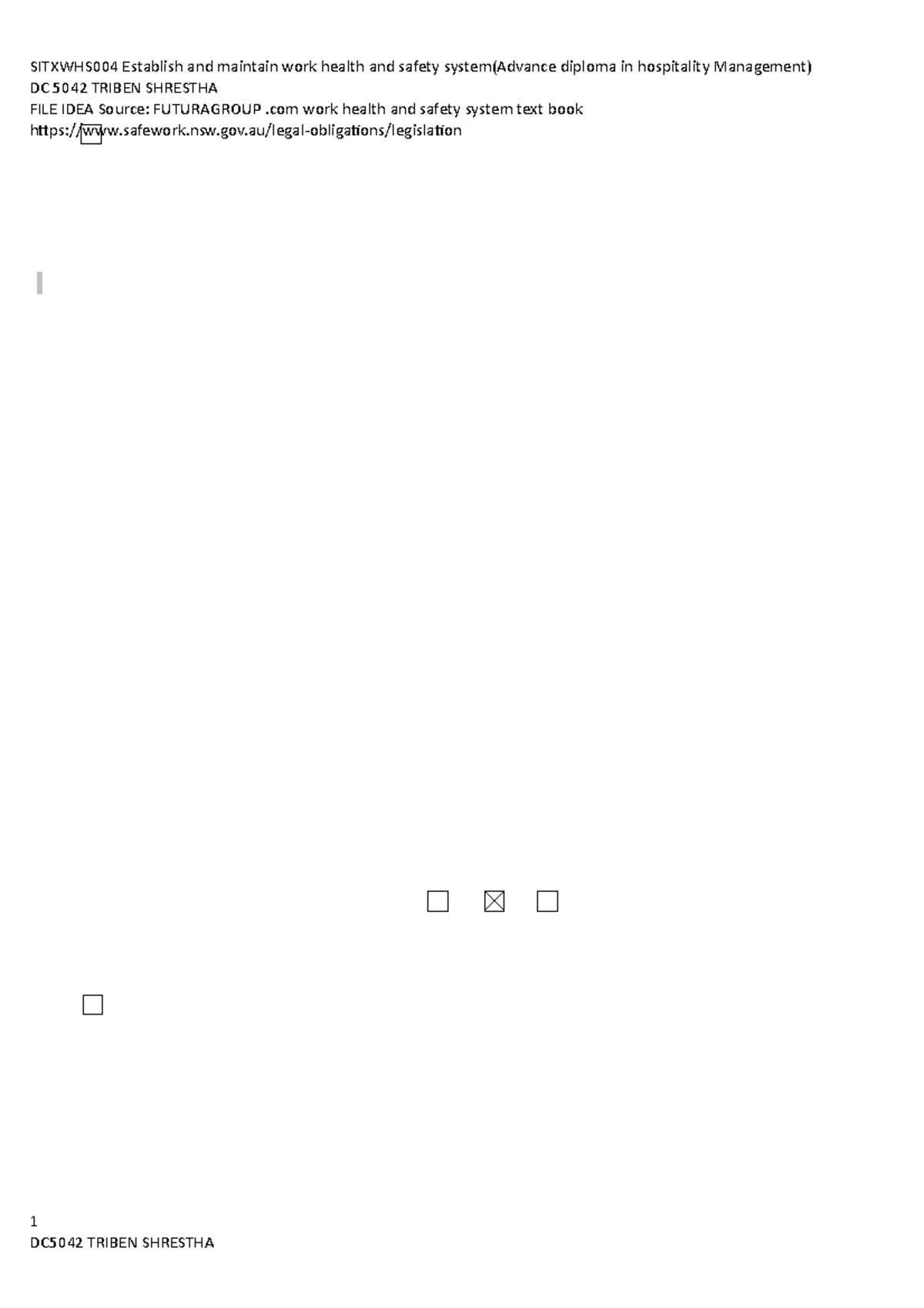 Final presentation WHS copy - SITXWHS004 Establish and maintain work ...