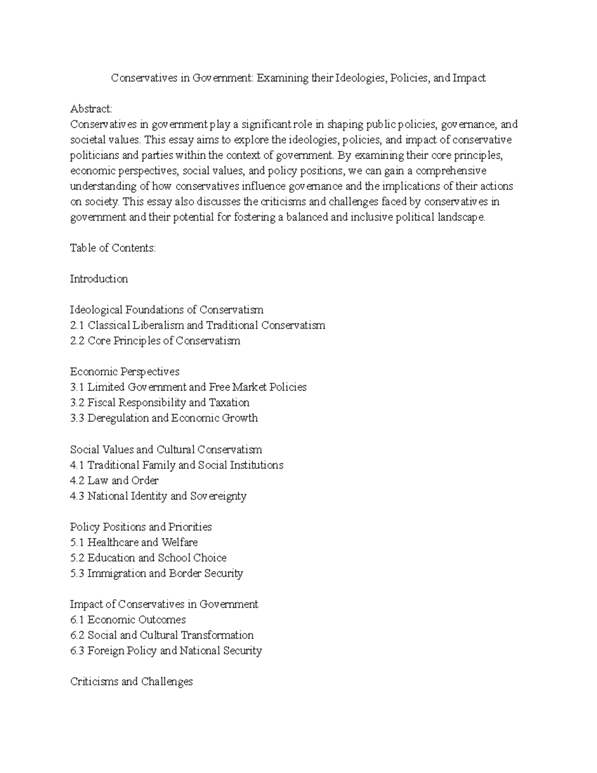 Conservatives in Government Examining their Ideologies, Policies, and ...