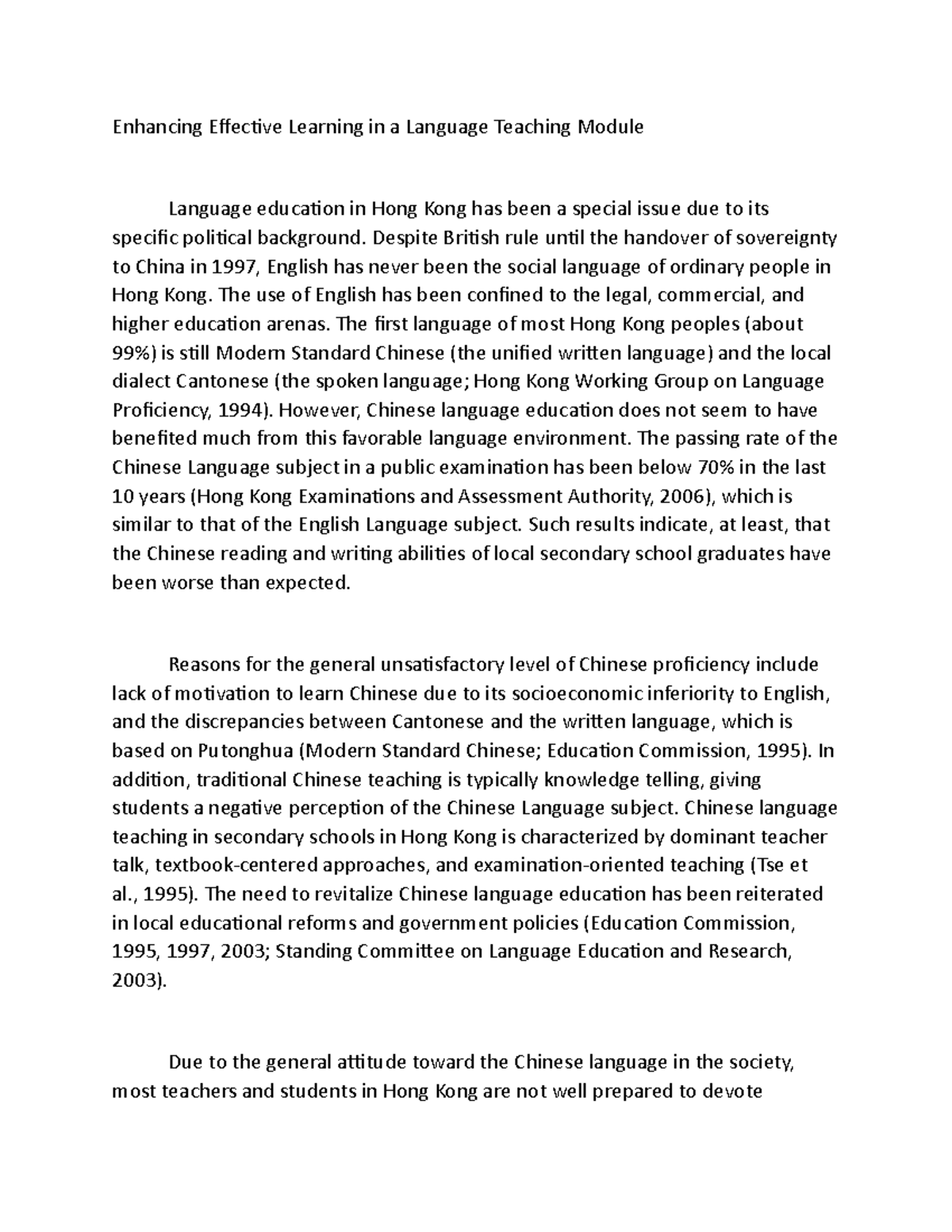 Enhancing Effective Learning in a Language Teaching Module - Despite ...