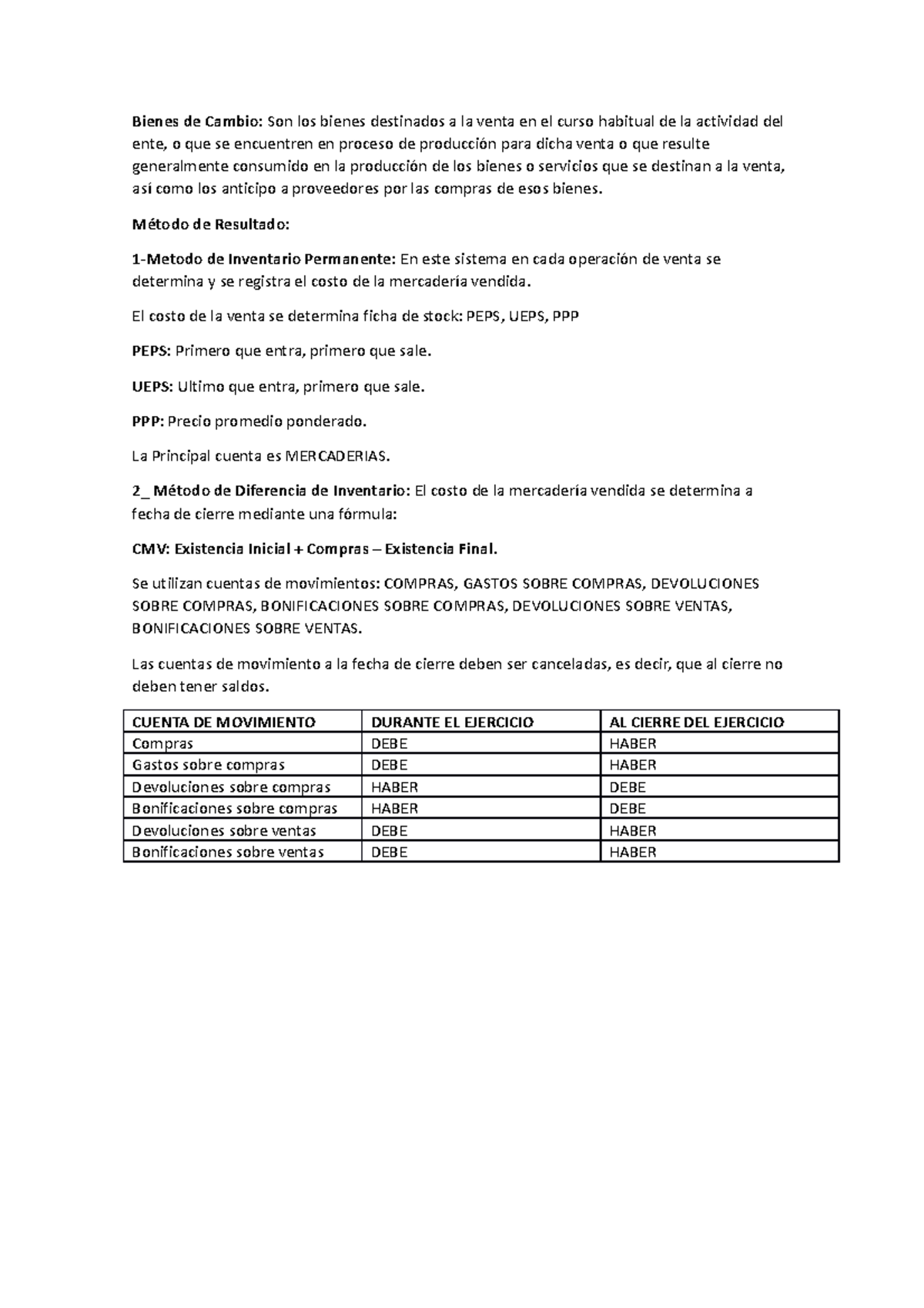 Bienes de Cambio, Conta 3 ( Profe Marce Naranjo) - Bienes de Cambio: Son los bienes destinados a ...