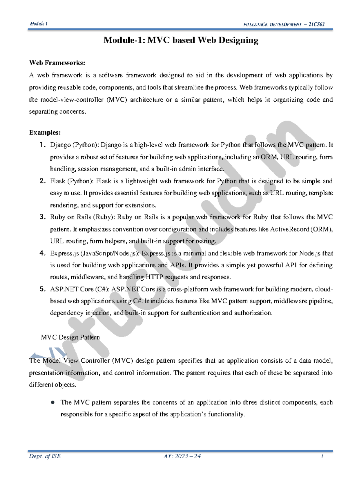 FSD Module 1 - ytfthfh - Module-1: MVC based Web Designing Web ...