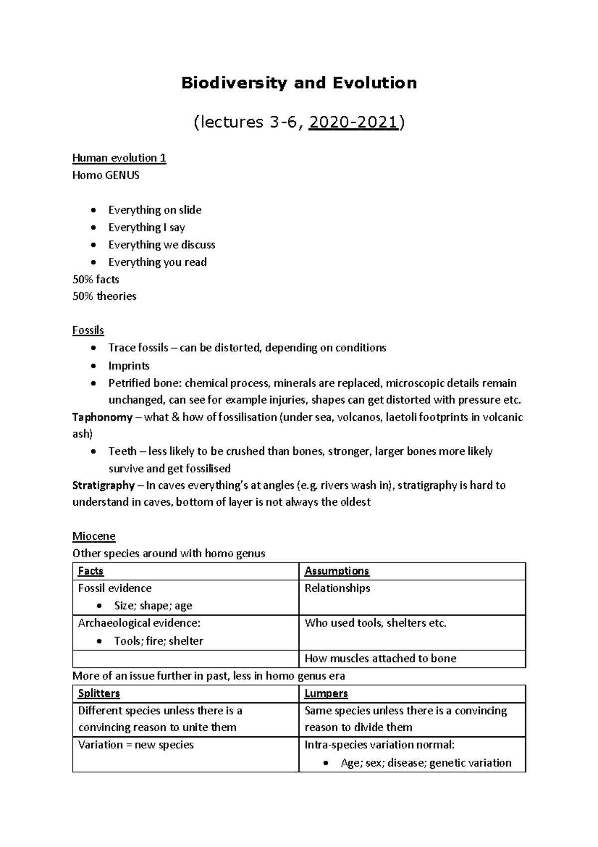 Biodiversity and Evolution lectures 3to6 20202021 - Biodiversity and ...