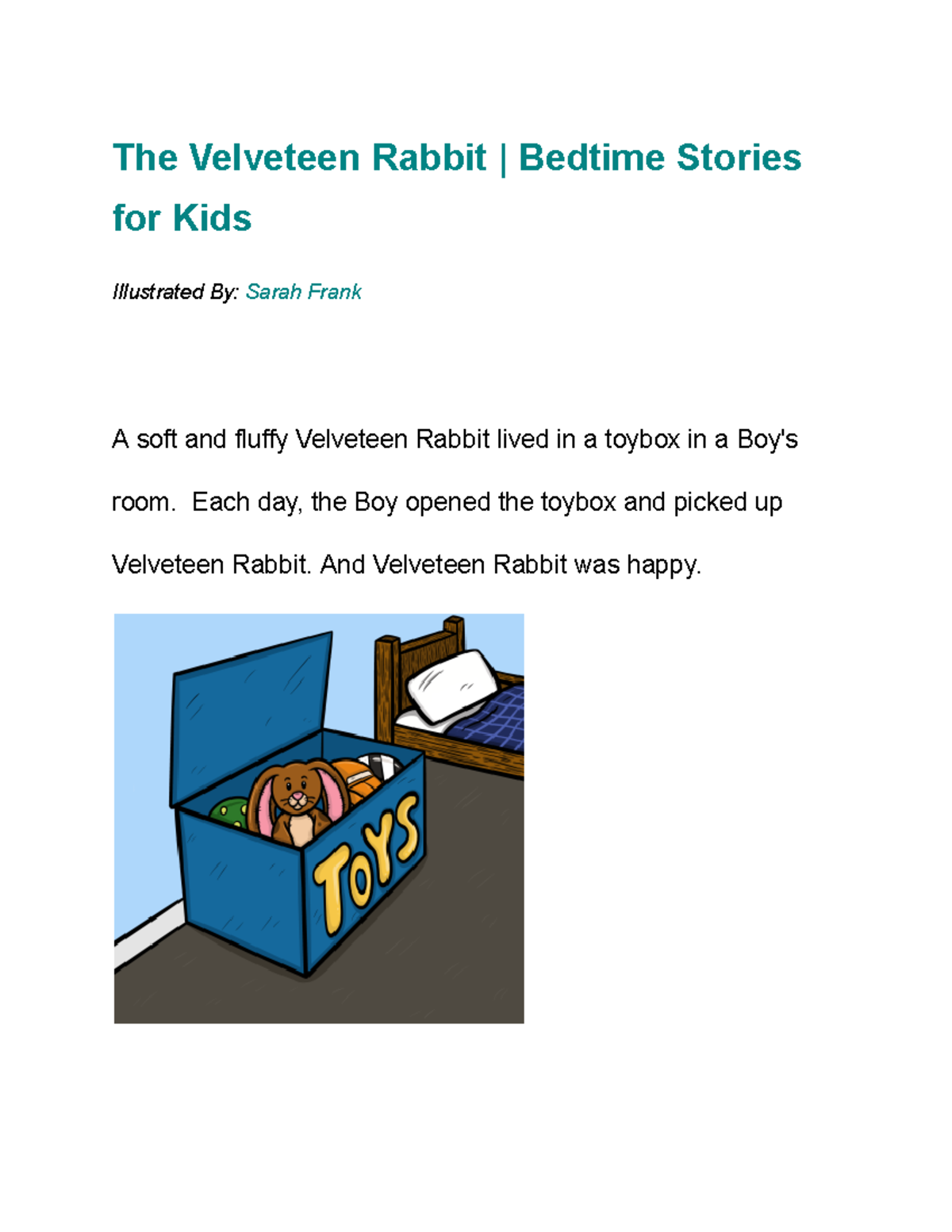 The Velveteen Rabbit Bedtime Stories for Kids - ESL 073 - Studocu