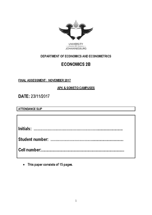 ECO 2B Tutorial Worksheet 3 - Tutorial Worksheet 3 Activity 1 Assume ...