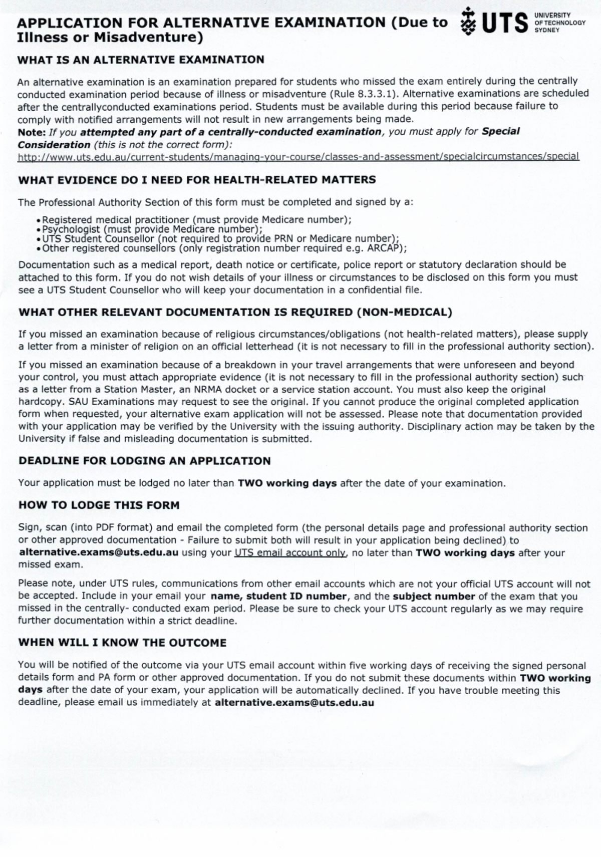UTS19062019 2 - Uuj - UTS UNIVERSITY APPLICATION FOR ALTERNATIVE ...